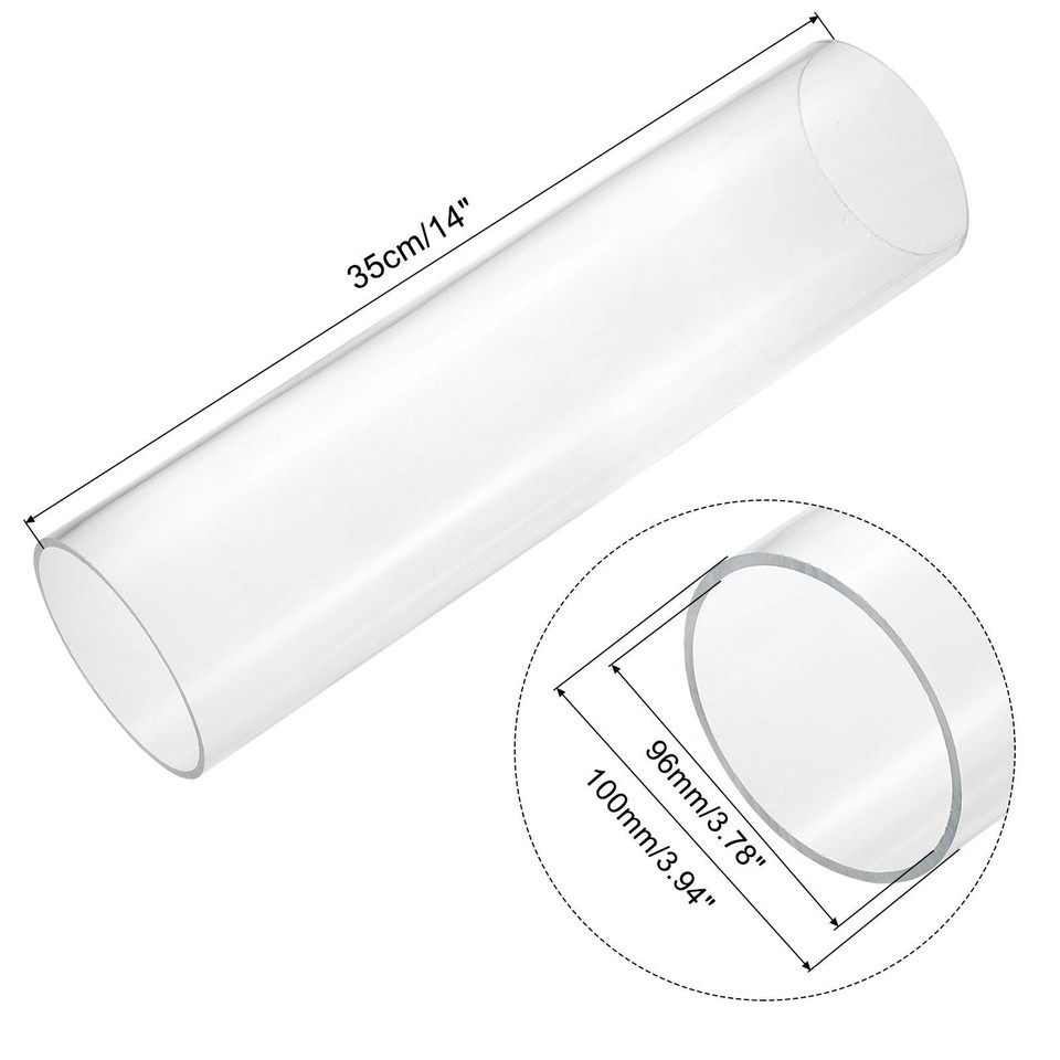 Acrylic Pipe Clear Rigid Tube 96mm ID 100mm OD 14" for Lamps and ...