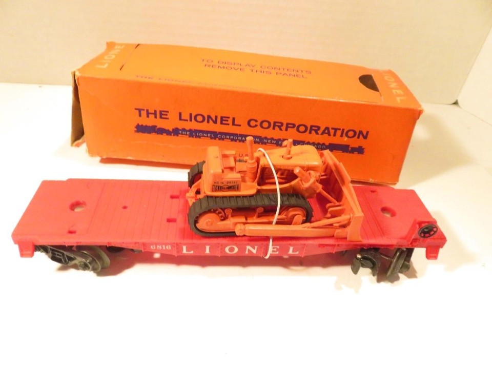 LIONEL TRAINS POST-WAR 6816 FLAT W/BULLDOZER- ALL ORIGINAL- BOXED- H1W ...