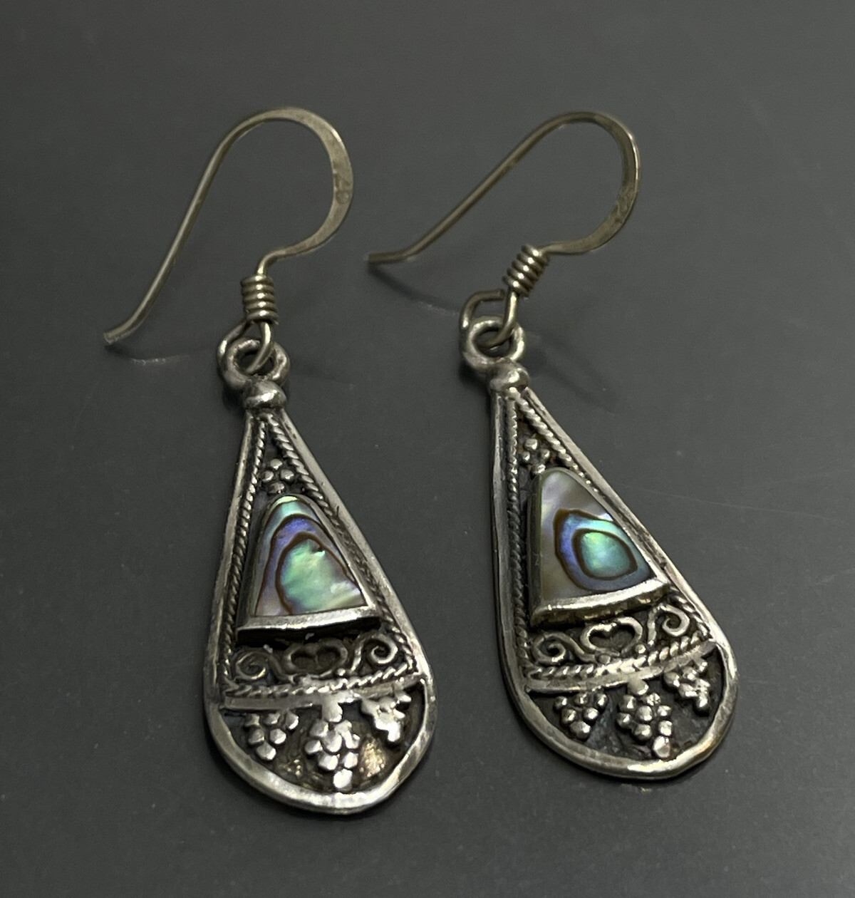 CW Charles Winston Sterling 925 Mother Of Pearl Pierced Dangle Earrings ...