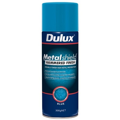 Dulux Metalshield HAMMERED FINISH SPRAY PAINT Rust Prevention BLUE 300g ...