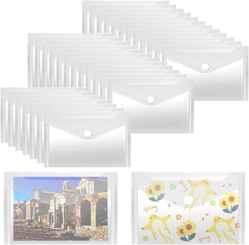 40 Pack Stamp and Die Storage Pockets, Reusable Small Plastic 4" x 6 ...