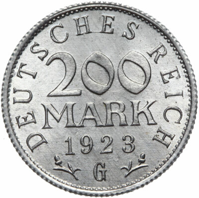 Deutsches Reich - Münze - 200 Mark 1923 G - Aluminium - Stempelglanz ...