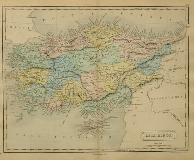 1868 HAND COLOURED ANCIENT MAP ASIA MINOR CARIA PISIDIA LYCAONIA ...