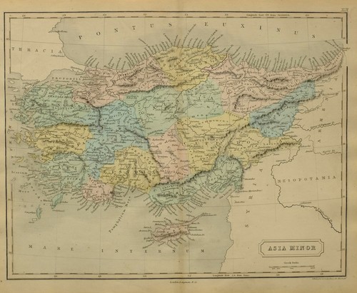 1868 HAND COLOURED ANCIENT MAP ASIA MINOR CARIA PISIDIA LYCAONIA ...