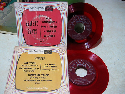 Jascha Heifetz 45 EP x 2 RCA Red Seal Label Red Vinyl Records VG+ Vinyl ...