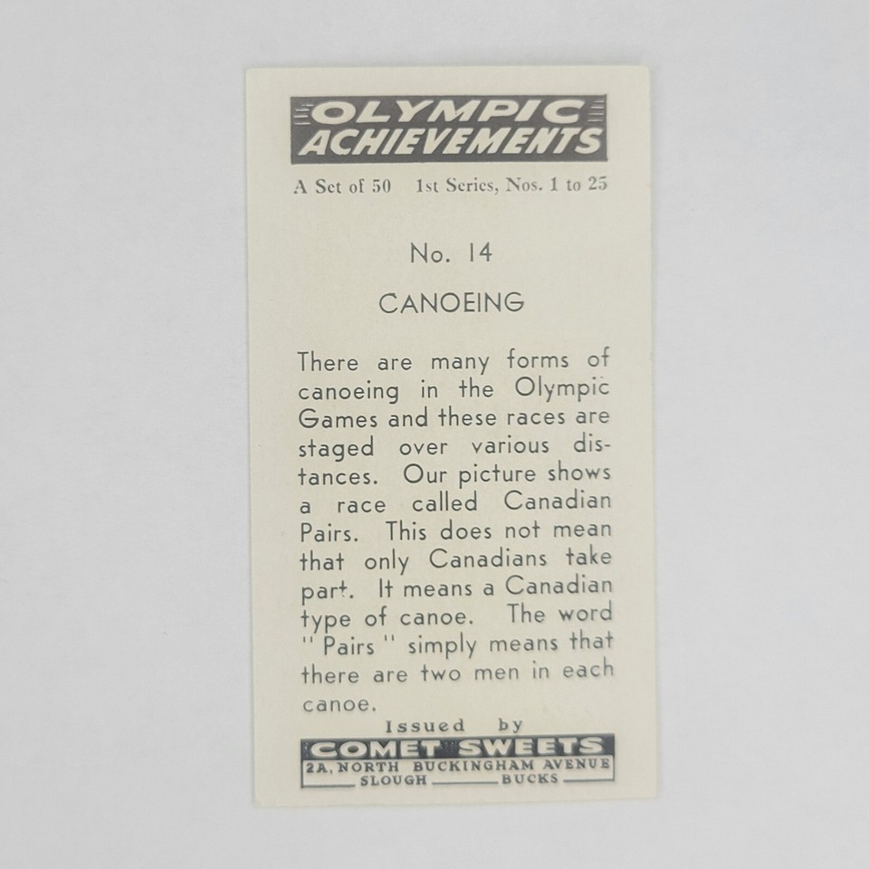1959 Comet Sweets 1st Series Olympic Achievements #14 Canoeing (A) | eBay
