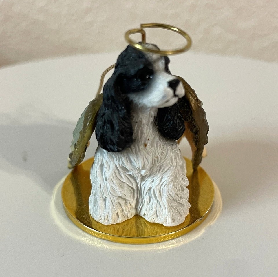 Parti Black/White Angel Cocker Spaniel Resin Figurine Tiny ONES X-Mas ...