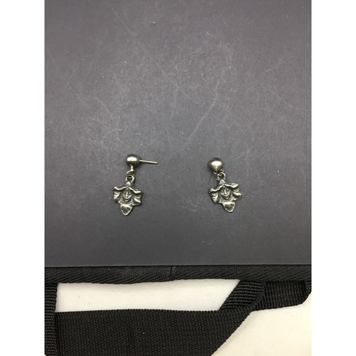 Vintage Art Nouveau Style Angel Flower Stud Dangling Earrings Silver ...