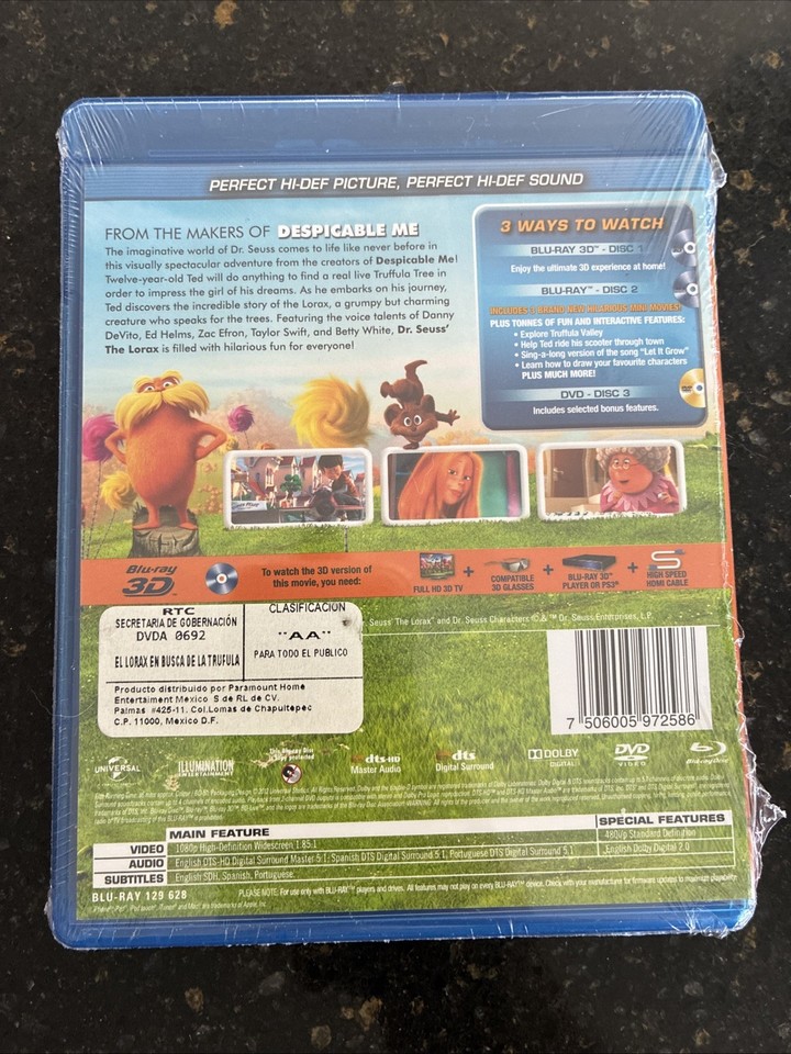 The Lorax- 3D Bluray Movies BRAND NEW. 3d Blu Ray, Blu Ray Dvd- Sealed ...