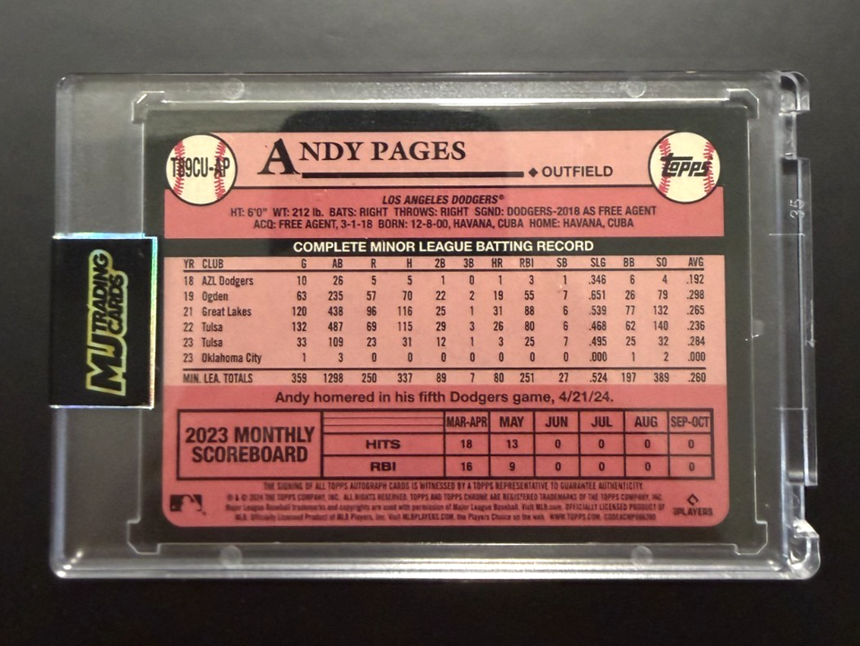 ANDY PAGES 2024 Topps Chrome Update Gold Refractor Rookie Auto #T89CU ...