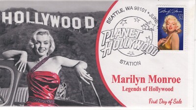 AO-2967-8,1995, Marilyn Monroe, BW Pictorial Postmark, Planet Hollywood ...