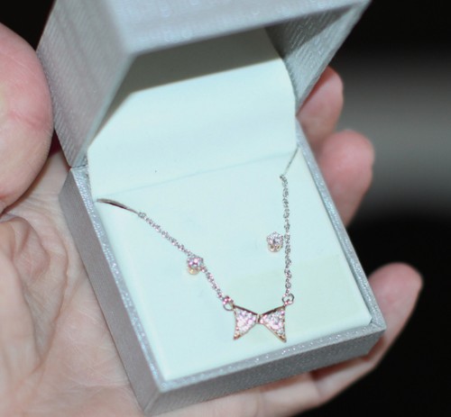 City Rox Cubic Zirconia BOW Pendant Necklace & Stud Earring Set Gift ...