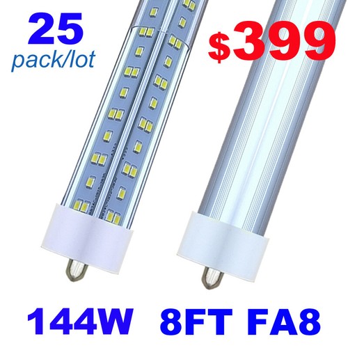 25Pcs T8 8FT Single Pin FA8 Led Tube Light Bulbs 8'Led Shop Light 6500K ...