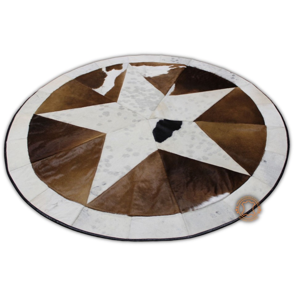 Round Patchwork Star Cowhide Rug - Size 60 Inches | eBay