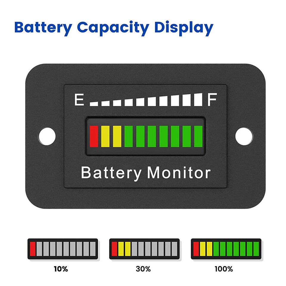 Car Battery Indicator 12V 24V 48V 60V 72V LED Meter Gauge Monitor for ...