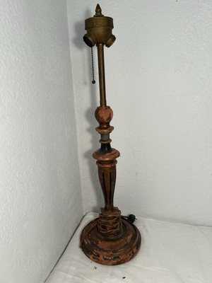 Antique Vintage Benjamin Electric Wood Brass Double Socket Table Lamp ...