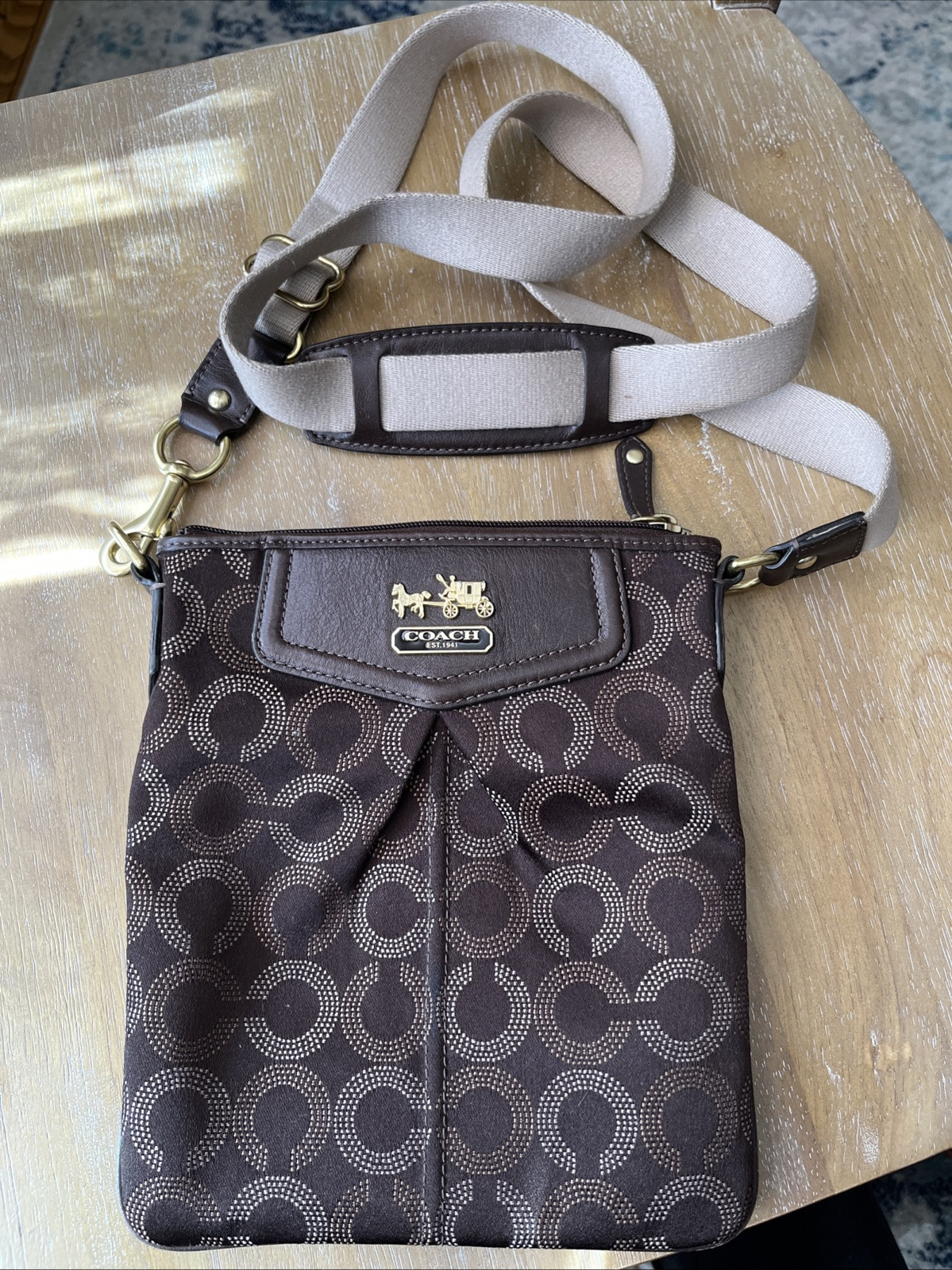 Coach Signature Op Art Madison Swingpack Crossbody Bag - Gem