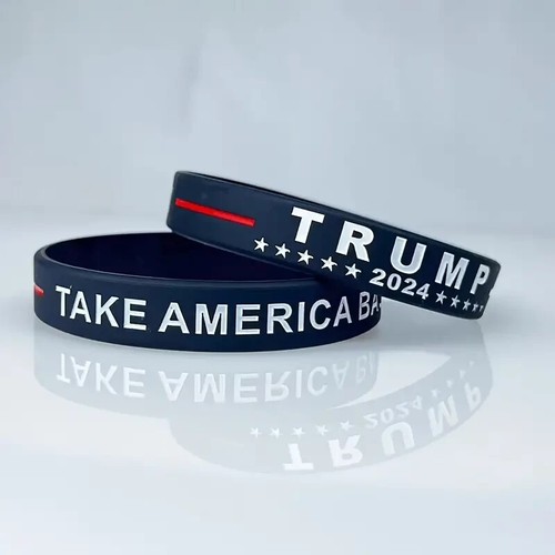 *NEW* SET OF 2 TRUMP 2024 SILICONE WRISTBANDS BRACELETS - TAKE AMERICA ...