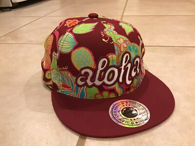 Island Crew Hawaiian Aloha Paisley Floral Tropical Snap Back Hat Flat ...