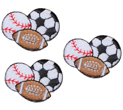 3-Pack Sports Applique Patch - Football Baseball Soccer Embroidered ...