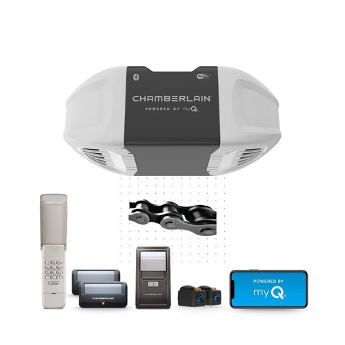 Chamberlain C2405 MYQ Smart Garage Door Opener, Chain Drive, 1/2-HP ...