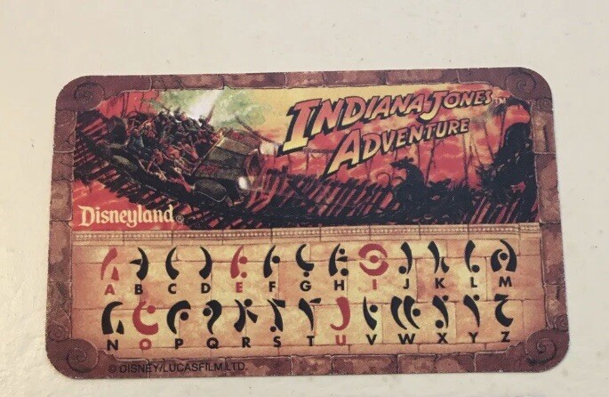 RARE! Indiana Jones Ride DISNEYLAND RARE Decoder Larger Blank Back ...