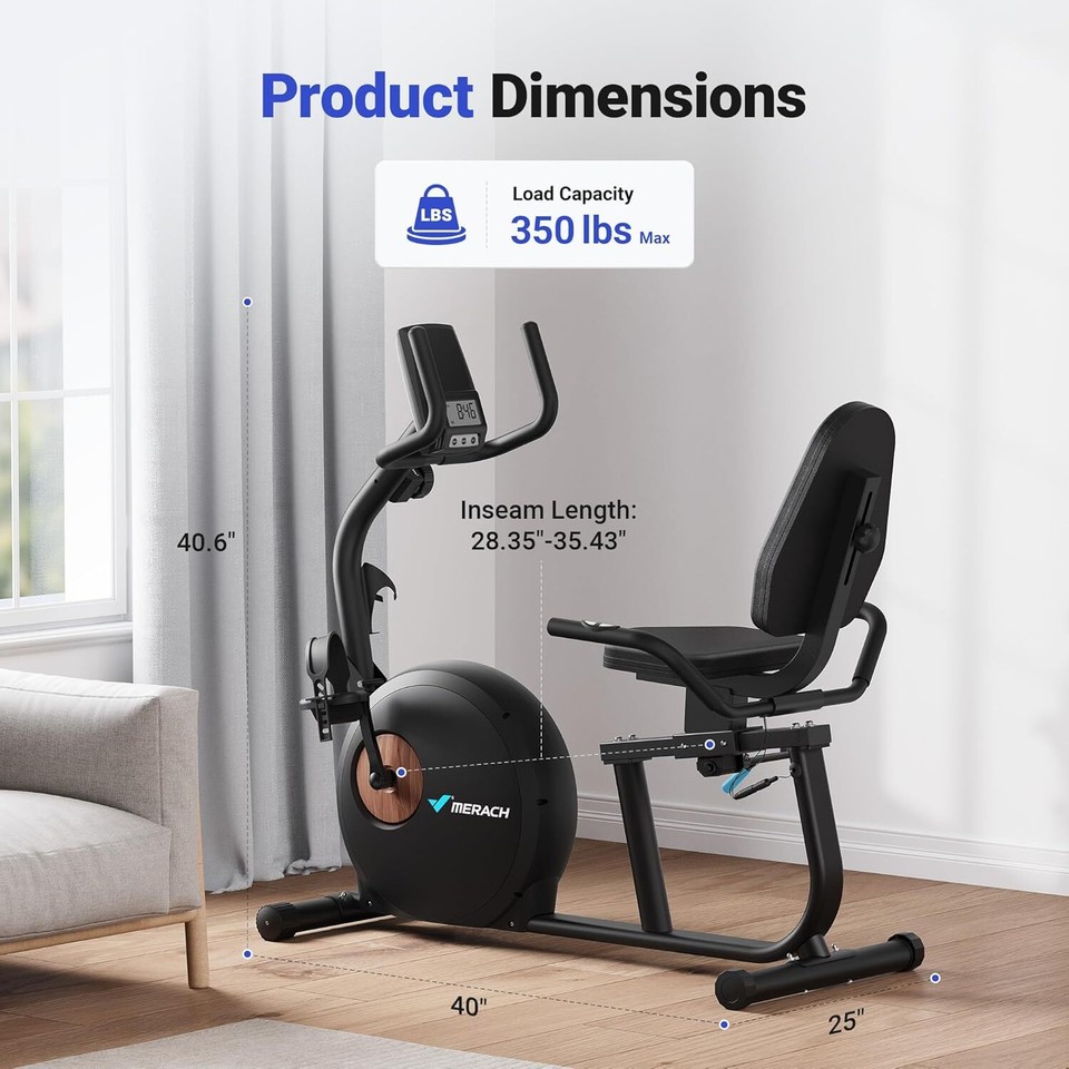 New MERACH S23 Recumbent Exercise Bike Indoor Magnetic Stationary Bike ...