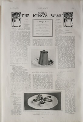1904 PRINT KINGS MENU VARIOUS RECIPES APPLE JELLY EN SURPRISE | eBay UK