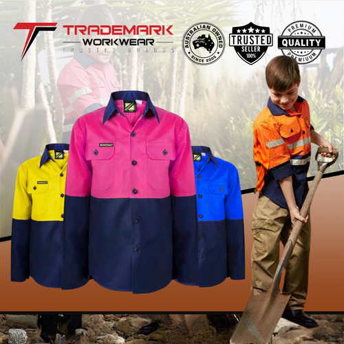 Workcraft Kids Hi-vis Cotton Work Shirt (WSK127/8) Size 0-12 | eBay ...