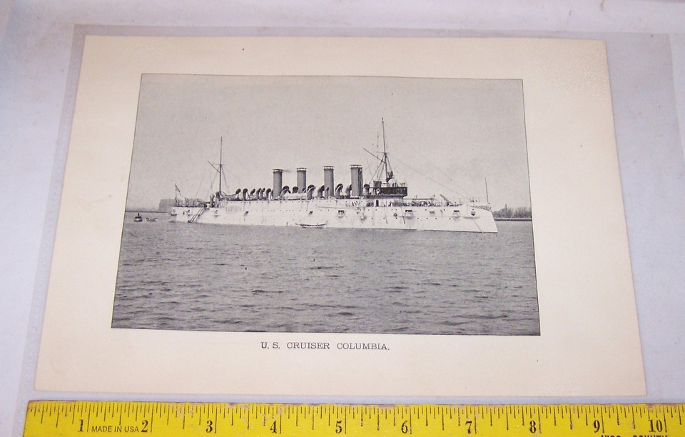 1897 Original Illustration - US CRUISER NEWARK & US CRUISER COLUMBIA | eBay