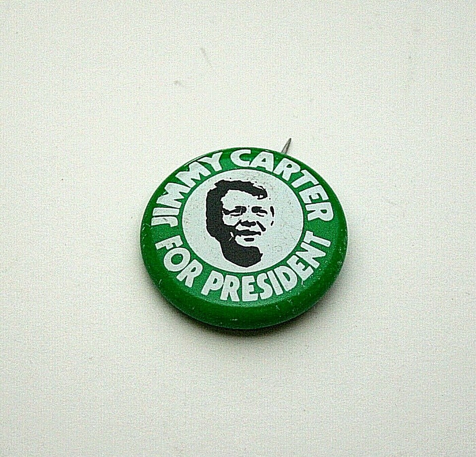 Green Jimmy Carter Presidential Campaign Tin Litho Democratic Button ...