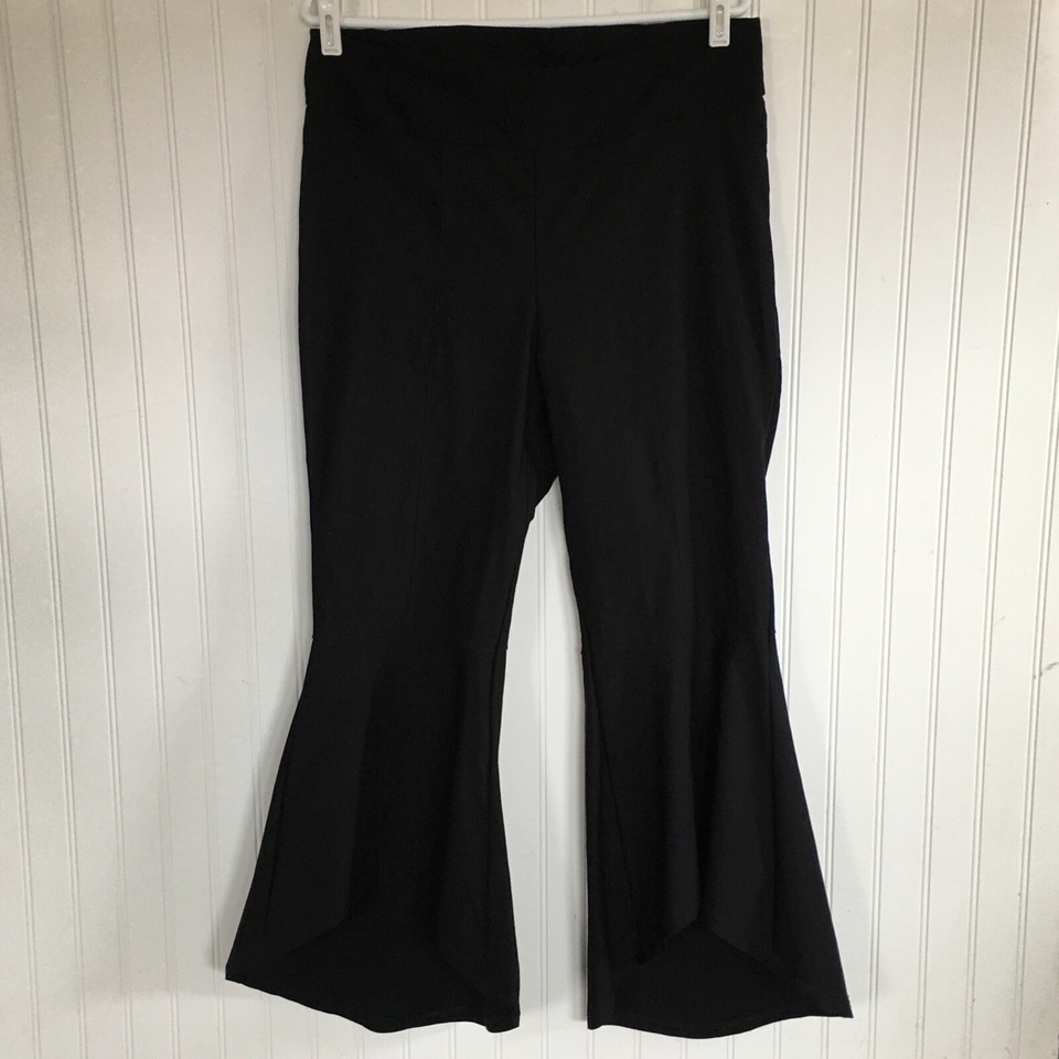 Artex Fashions Pants Women's size XL Black Stretch High Low Bell Hem | eBay