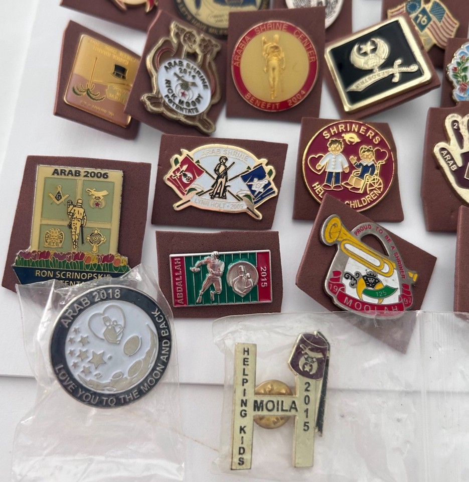 Vintage Freemason Masonic Shriner Mason Lapel Pin LOT Of 33 Pins Free ...