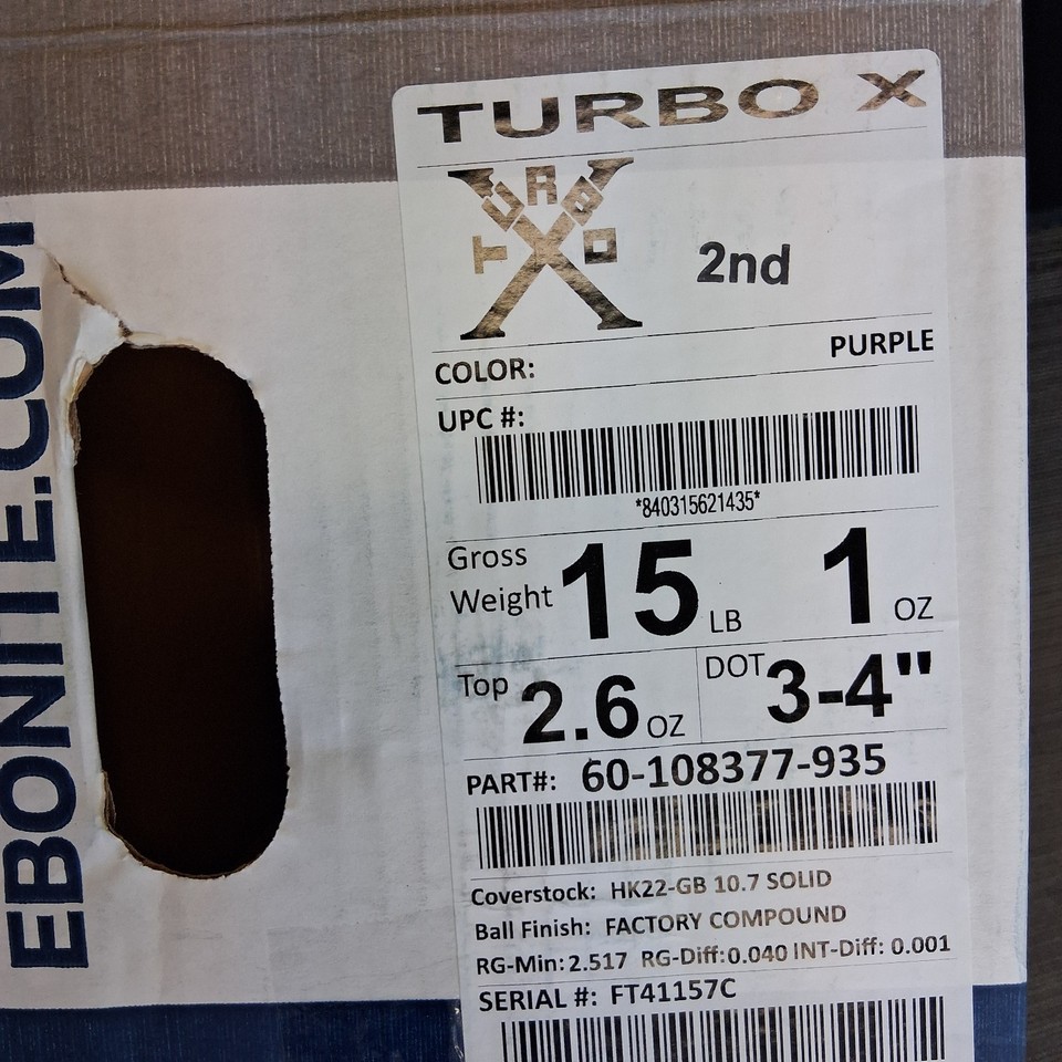 Ebonite Turbo X BOWLING ball 15 lb. BRAND NEW IN BOX #157 | eBay