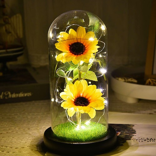 LED Sunflower Lamp Battery Operated Sunflower Glass Light Eternal ...