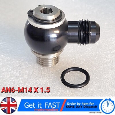 AN-6 (6AN) Black Banjo Adapter To M14x1.5 Stainless Steel Banjo Bolt ...