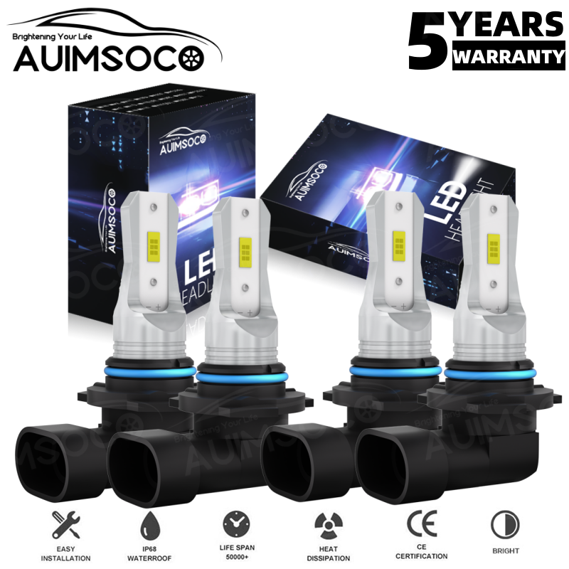 4PCS 9005 9006 LED Combo Headlight Kit Bulbs 6000K Cool White COB High ...