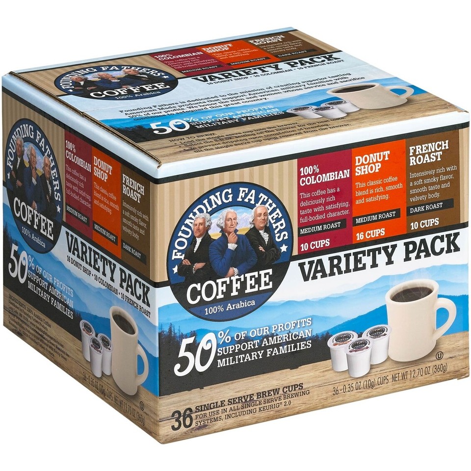 Founding Fathers Variety Pack Coffee 36 or 80 Count Keurig K cups Pick ...