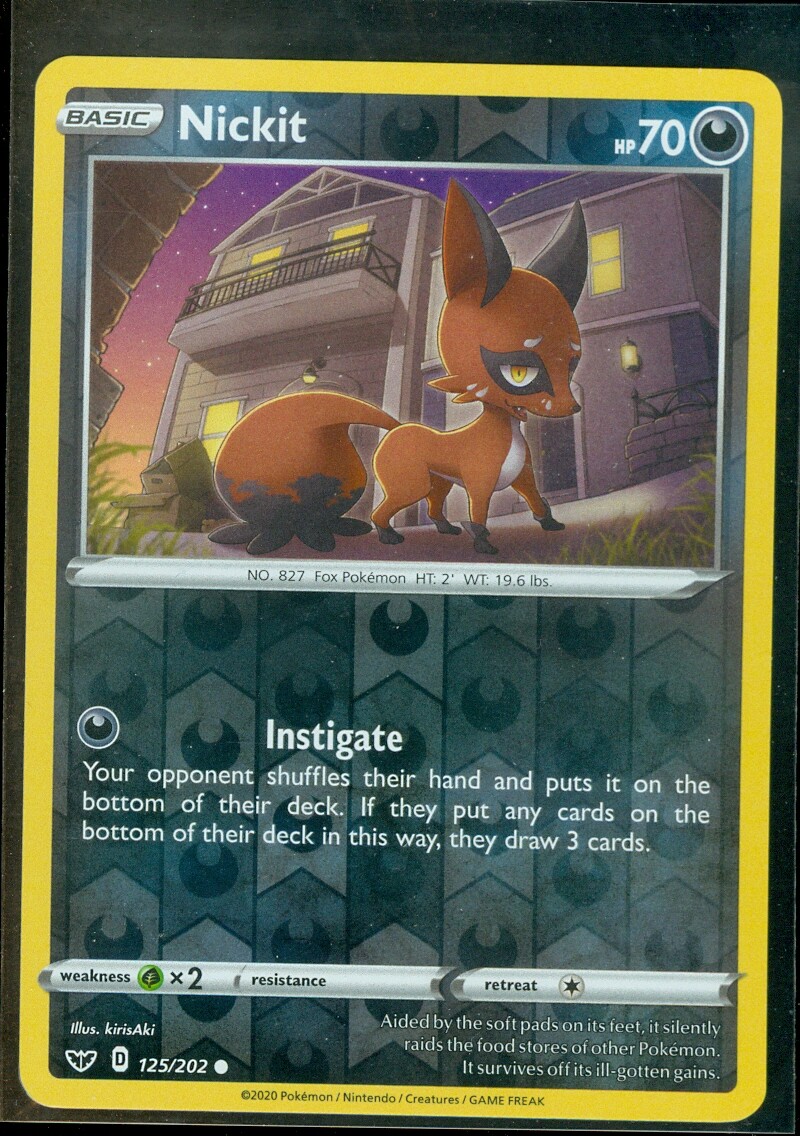 Pokemon NICKIT 125/202 Sword & Shield Rev Holo - - MINT | eBay