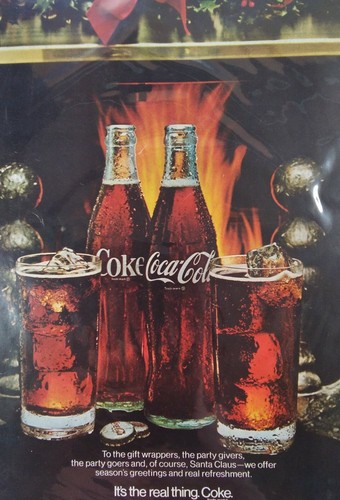 Coca Cola Print Ad Original Vintage 1970s Large Christmas Fire Place ...