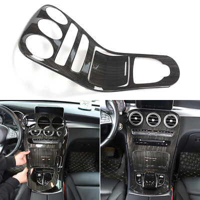 Black Wood Pattern Center Console Trim Cover Fits Mercedes C Class W205 ...