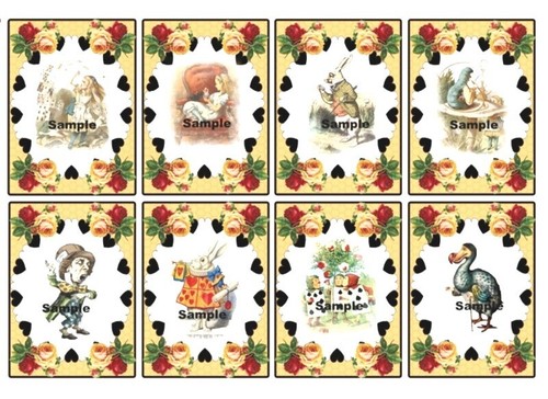 Alice in Wonderland Roses Floral 8 x DIY Gift tags Craft Card Topper ...