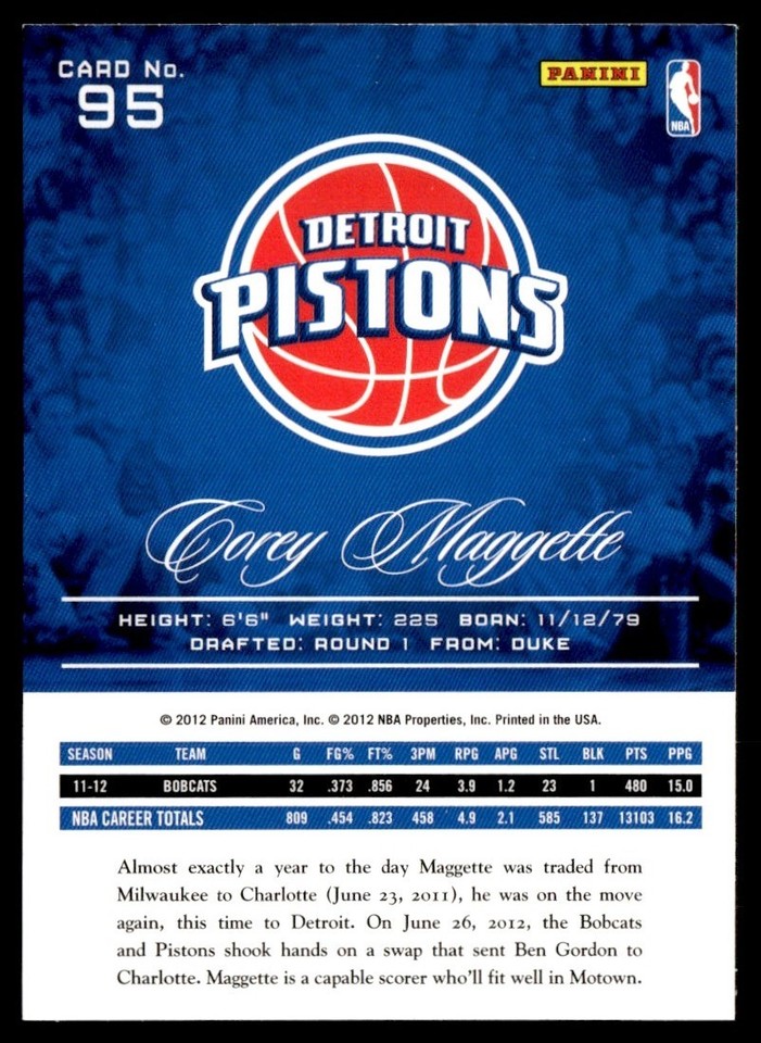 2012-13 Panini Prestige Corey Maggette Detroit Pistons #95 | eBay UK