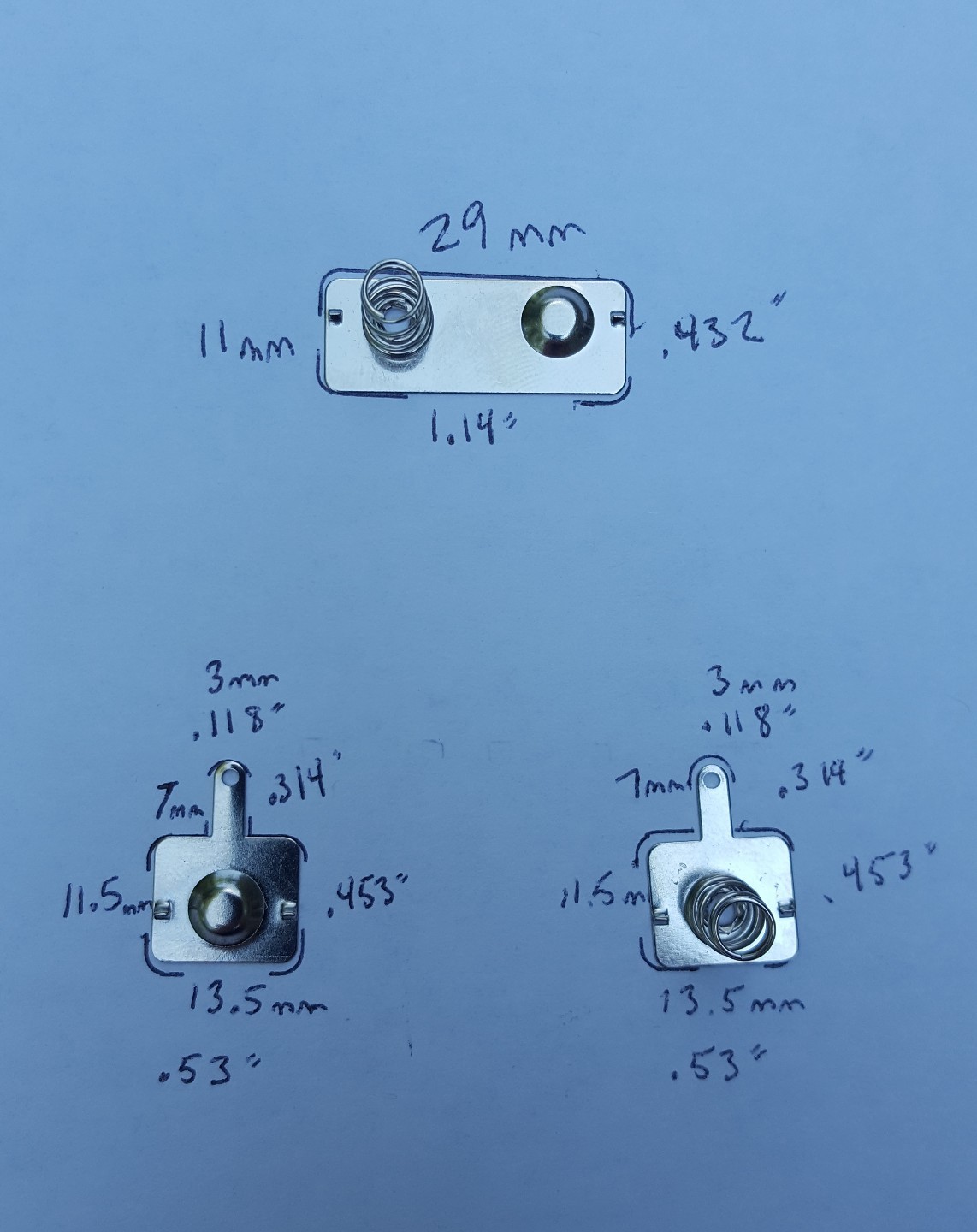 3 piece 2 AA Battery Box spring contacts + & - , 1 SET- SELLER located ...