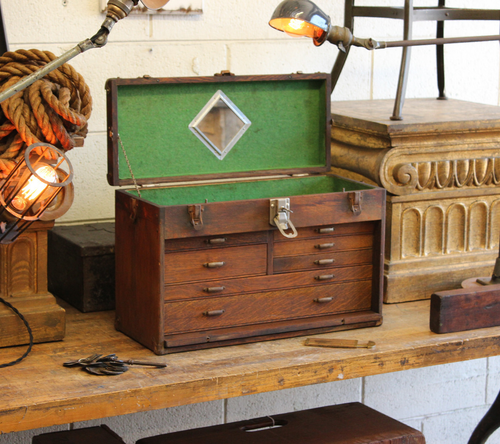 Vtg Industrial UNION Machinist Tool Box Chest w/ Key 7 Drawers Gerstner ...