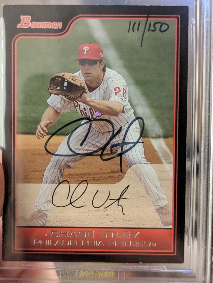 Chase Utley Signed 2006 Bowman Card /150 PHILADELPHIA Beckett ...