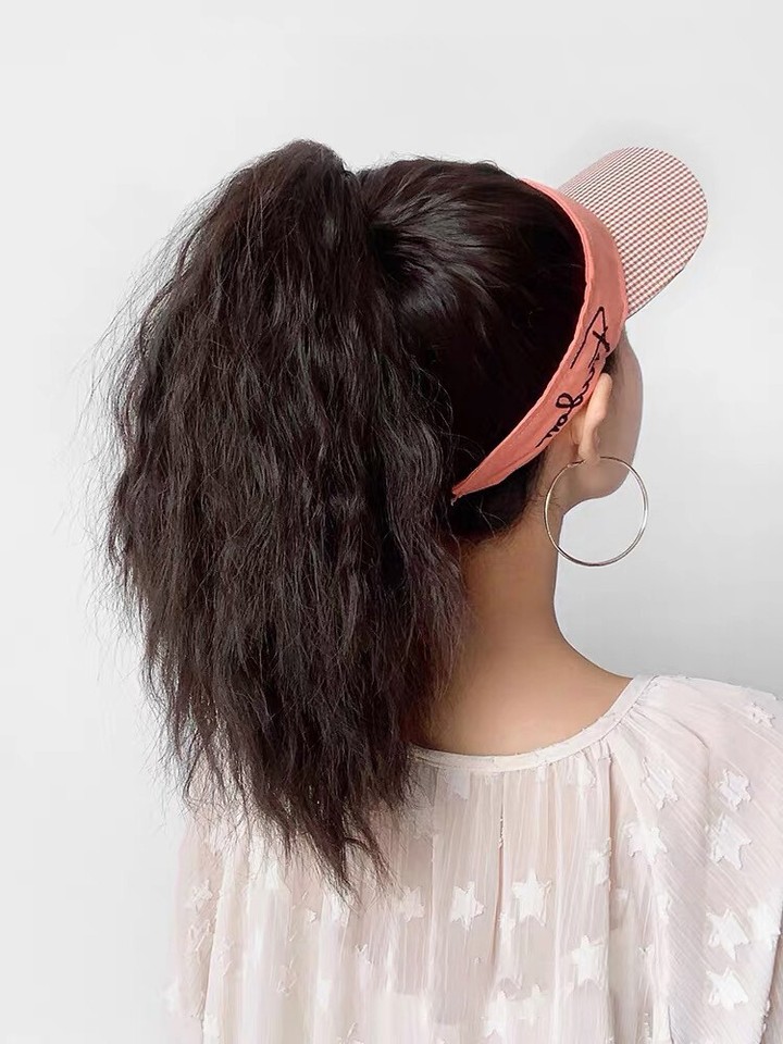 Backless Baseball Caps with Ponytail Hair Wigs for Girls Hat Wigs Sun ...