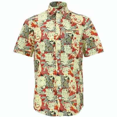 Mens Shirt Loud Originals REGULAR FIT Floral Red Retro Psychedelic ...