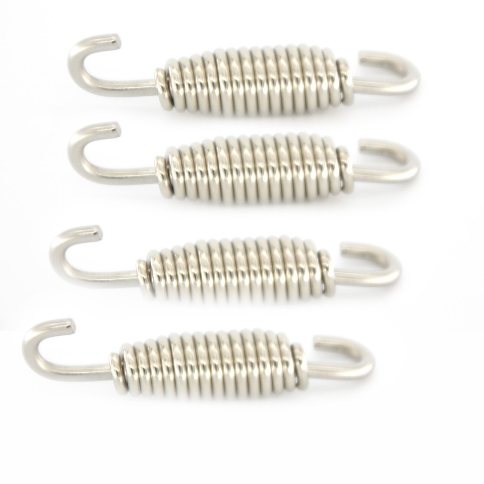 4PC UNIVERSAL STAINLESS STEEL MOTORCYCLE BIKE EXHAUST SPRINGS PIPE ...