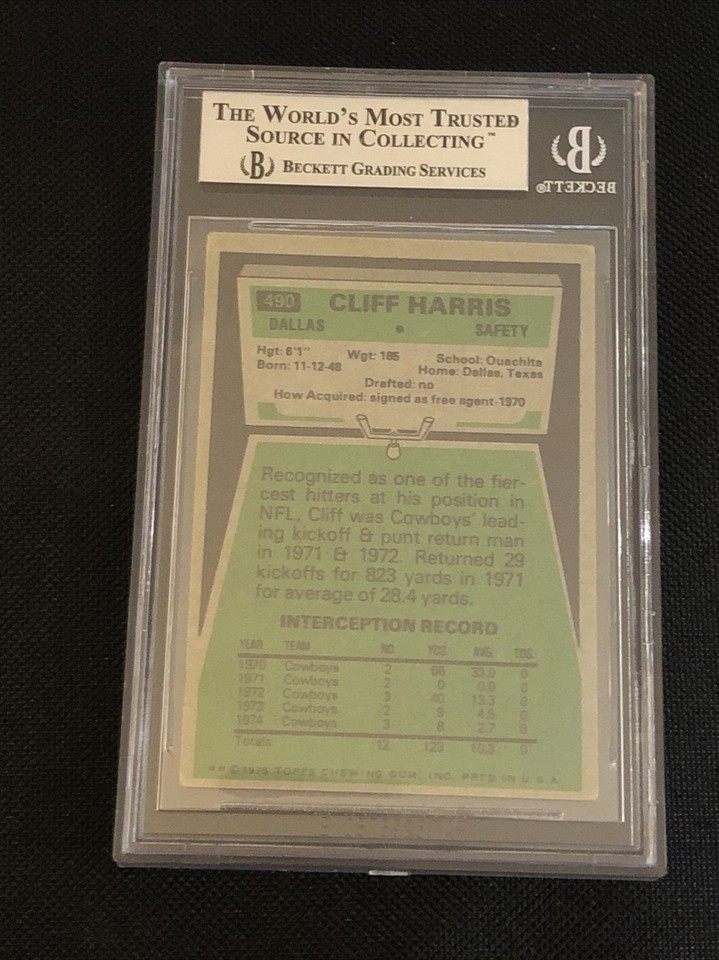 HOF CLIFF HARRIS 1975 TOPPS ROOKIE SIGNED AUTOGRAPHED CARD COWBOYS ...